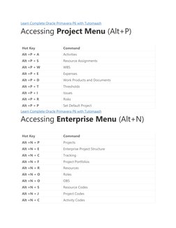 Oracle Primavera P6 Shortcut Keys Guide | PDF | Keyboard Shortcut ...