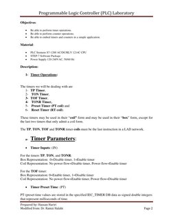 PLC Timer and Counter Operations | PDF | Timer | Programmable Logic ...