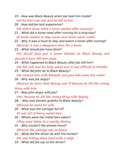 Black Beauty Comprehension Guide | PDF | Black Beauty