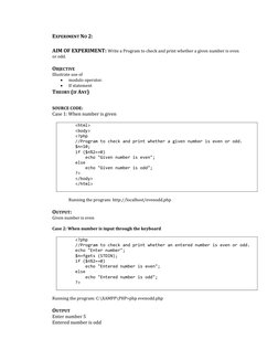 PHP Lab Manual: Experiments & Solutions | PDF | Php | Html Element