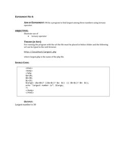 PHP Lab Manual: Experiments & Solutions | PDF | Php | Html Element