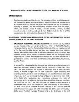 Necrological Service Program for Hon. Azarcon | PDF | Local Government ...