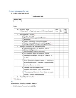 Project Index Page Format Guide | PDF