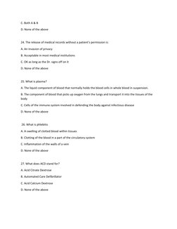 Phlebotomy Practice Test 1: MCQs | PDF | Blood | Red Blood Cell