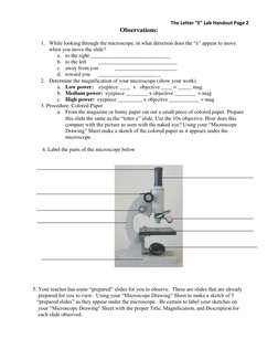 Microscope Lab: Observing Letter E | PDF | Microscopy | Glass Applications