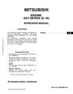 Mitsubishi 6G7 Engine Workshop Manual | PDF | Piston | Internal ...