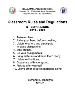 Classroom Rules for Senior High School | PDF