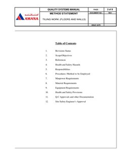 Tiling Work Method Statement | PDF | Tile | Safety