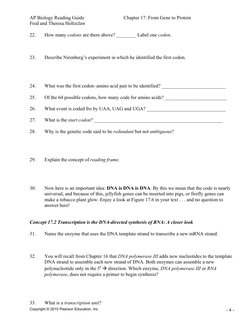 AP Biology Chapter 17 Reading Guide | PDF | Translation (Biology ...