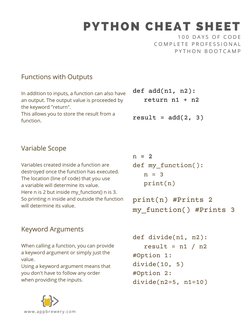 Python Basics Cheat Sheet PDF | PDF | Control Flow | Class (Computer ...