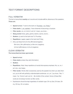 Verbatim and Clean Transcription Guidelines | PDF | Quotation Mark | Speech