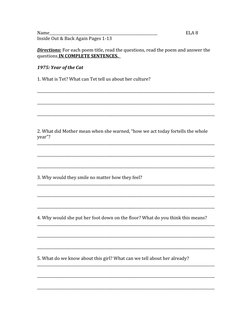 Inside Out & Back Again Study Guide | PDF