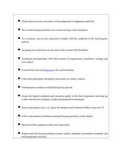 Commis III Chef Job Description | PDF | Chef | Grilling