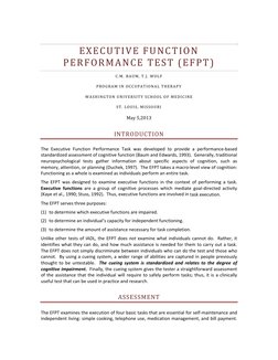 Executive Function Performance Test (EFPT) | PDF | Executive Functions ...
