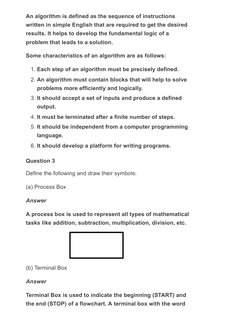 Class 8 Algorithms and Flowcharts Guide | PDF | Algorithms | Computer ...