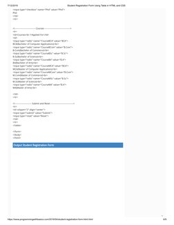Student Registration Form in HTML | PDF | Html | World Wide Web