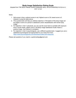 Body Image Satisfaction Rating Scale | PDF | Body Image | Psychology
