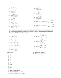 AP Calculus AB Limits Worksheet Series | PDF | Functions And Mappings ...