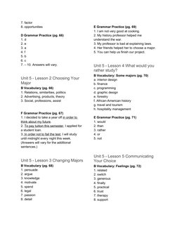 Blueprint 3 Answer Key Overview | PDF | English Language | Vocabulary
