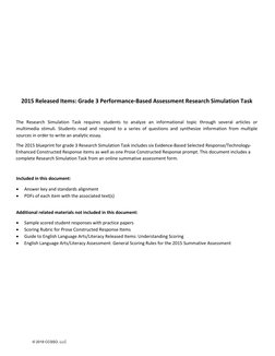 2015 Released Items: Grade 3 Performance-Based Assessment Research ...