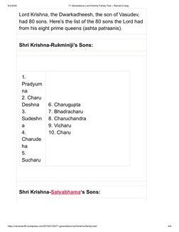 Krishna Family Tree: 71 Generations | PDF | Hindu Texts | Hindu Literature