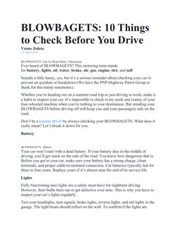 BLOWBAGETS: Essential Car Checks | PDF | Car | Tire