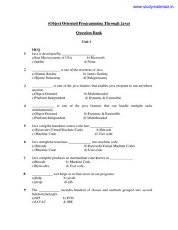 Java OOP MCQs and Short Questions | PDF | Method (Computer Programming ...