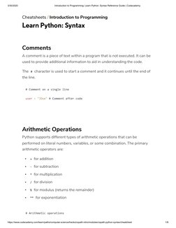 Python Syntax Reference Guide | PDF | Parameter (Computer Programming ...