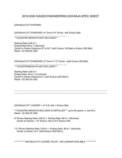 GX9 Baja CVT Specification Overview | PDF | Machines | Land Vehicles