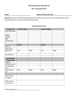 Physical Fitness Self-Assessment Form | PDF | Recreation