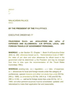 Eo 77 RRD | PDF | Per Diem | Government