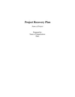 Construction Project Recovery Plan | PDF | Project Management | Business