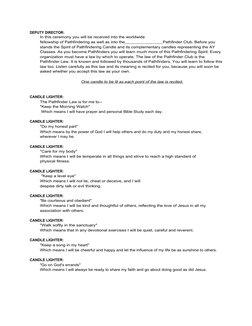 Pathfinder Induction Ceremony Guide | PDF | Religious Belief And ...