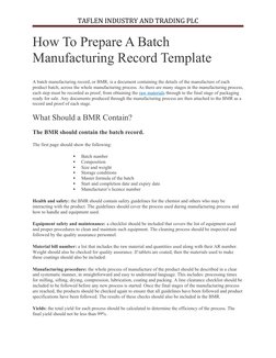 Batch Manufacturing Record Template Guide | PDF | Specification ...