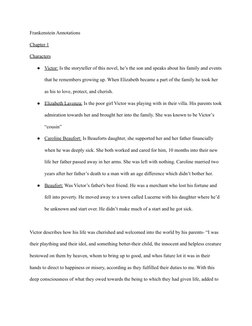 Annotations for Frankenstein Chapters 1-3 | PDF | Frankenstein