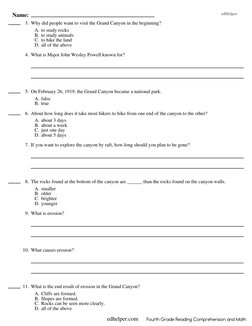 Grand Canyon Reading Comprehension | PDF | Grand Canyon