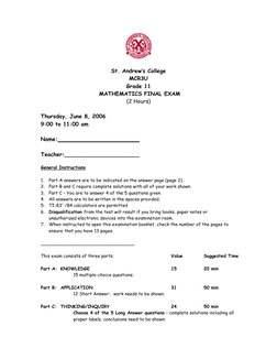MCR3U Grade 11 Math Final Exam | PDF | Test (Assessment ...