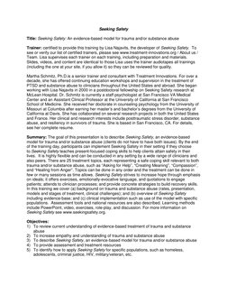Seeking Safety | PDF | Substance Abuse | Mental Disorder