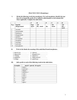Morphology Practice Test with Answers | PDF | Morphology (Linguistics ...