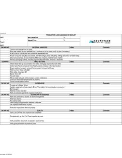 Production Line Clearance Checklist | PDF | Mechanical Engineering ...