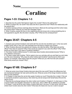 Coraline Chapter Summaries and Analysis | PDF | Language Arts ...