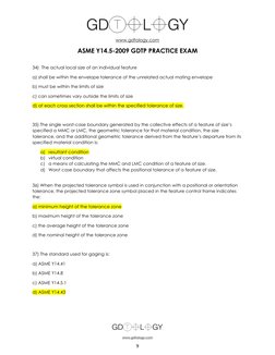 ASME Y14.5 GDTP Practice Exam | PDF | Engineering Tolerance | Geometry