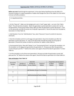 PHET Natural Selection Rabbit Lab Guide | PDF | Tooth | Rabbit