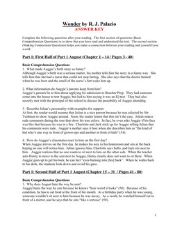 Wonder Comprehension Questions Guide | PDF | Self-Improvement