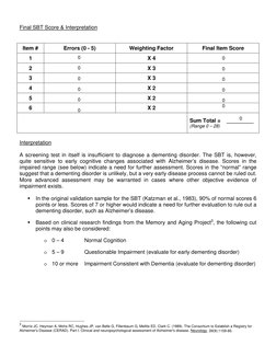 Short Blessed Test Administration Guide | PDF | Dementia | Alzheimer's ...