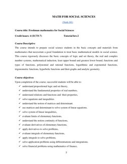 Maths For Social Sciences | PDF | Matrix (Mathematics) | Function (Mathematics)