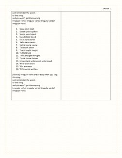 Irregular Verbs Song for Easy Learning | PDF | Language Arts ...