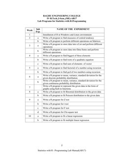 R Programming Lab Manual for Statistics | PDF | Coefficient Of ...