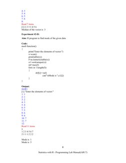 R Programming Lab Manual for Statistics | PDF | Coefficient Of ...