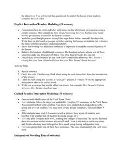 Fourth Grade Verb Tenses Lesson Plan | PDF | Verb | Grammatical Tense